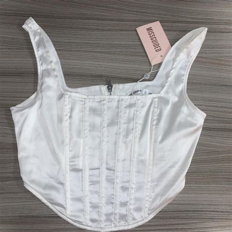 Missguided White Satin Corset Top Brand New With Depop
