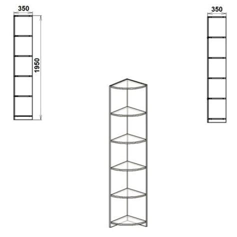 Кутова книжкова шафа пенал 2 Компаніт 5 зовнішніх полиць для книг та документів Німфея альба