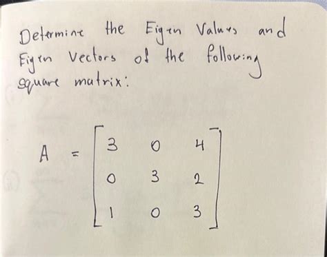 Solved Determine The Eigen Values And Eigen Vectors Of The