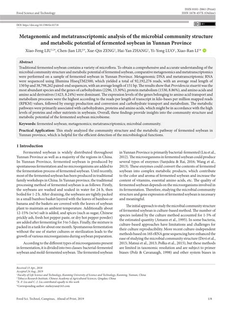Pdf Metagenomic And Metatranscriptomic Analysis Of The Microbial Community Structure And
