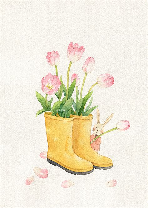 水彩手绘 郁金香illustrationwriting Exercises森林之语89original作品 站酷zcool