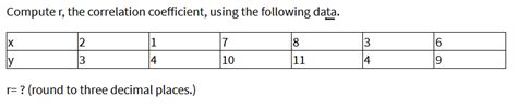 Solved Computer The Correlation Coefficient Using The