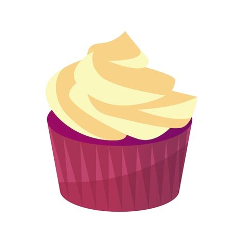 Premium Vector Tasty Cupcake With Sweet Cream Vector Icon Of Pastry