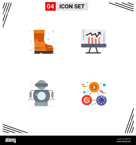 4 Universal Flat Icon Signs Symbols Of Boots Technology Business Kpi