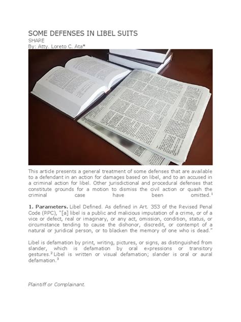 Some Defenses In Libel Suits Pdf Defamation Public Sphere