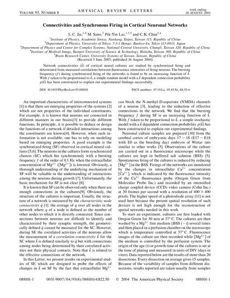 Pdf Connectivities And Synchronous Firing In Cortical Neuronal Networks