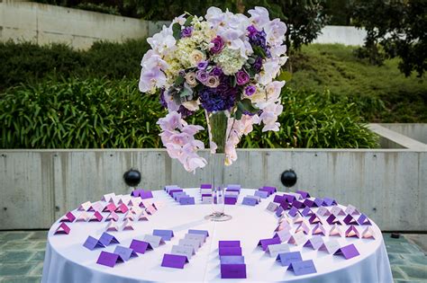 A Bold Purple Skirball Cultural Center Wedding Flowers By Cina
