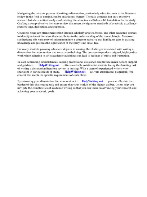 Dissertation Literature Review Nursing Pdf
