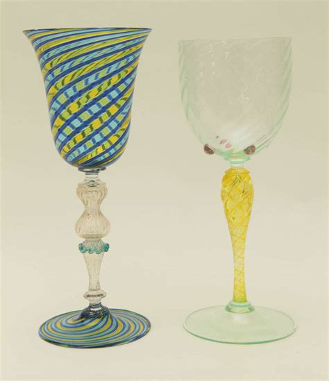 Collection Of Seven Venetian Glass Goblets For Sale At 1stdibs