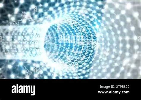 Going Through Abstract Tunnel Light Lines And Nodes Structure Animated Plexus Structure Inside
