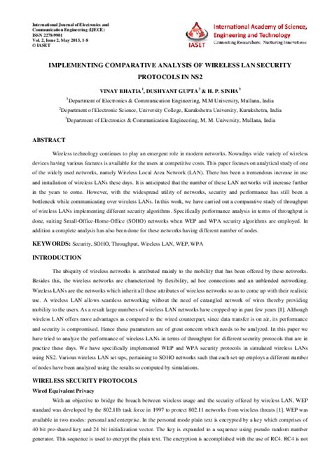 Pdf Implementing Comparative Analysis Of Wireless Lan Security