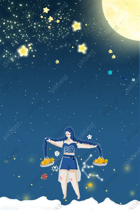 천칭 자리 별자리 소녀 포스터 배경 배경 Png Psd 무료 다운로드 Pikbest