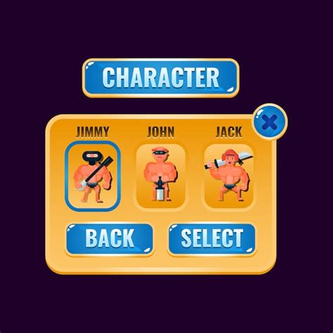 Premium Vector Game Ui Character Selection Fantasy Golden Jelly Pop Up