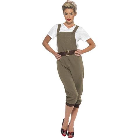Ladies Ww2 Khaki Land Girl Fancy Dress Costume 1940s Army Wartime Outi