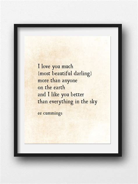 Ee Cummings Love Quote I Love You Much Literary Quote Love Quote