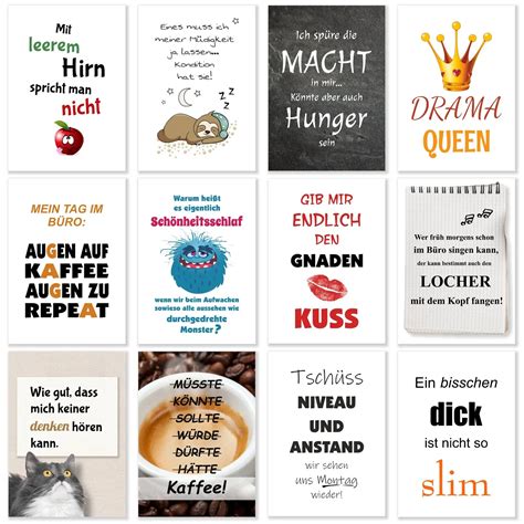 12er Set lustige Sprüche Postkarten