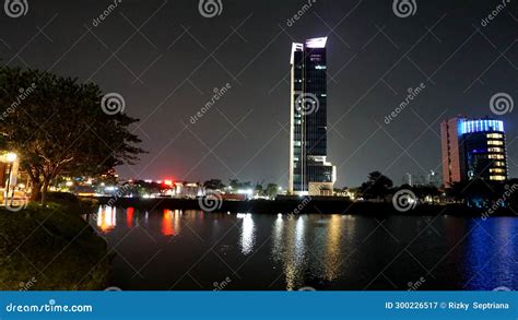 Beautiful Lake In The Night At West Java Indonesia Editorial