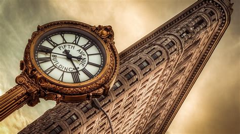 Fondos De Pantalla 1366x768 Px Relojes Edificio Flatiron Nueva
