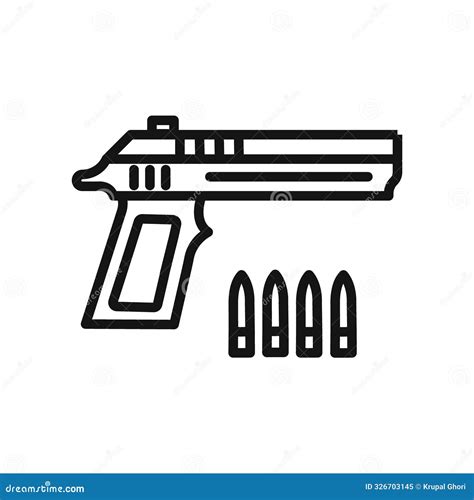 Gun With Ammunition Icon Black And White Vector Sign Stock Vector