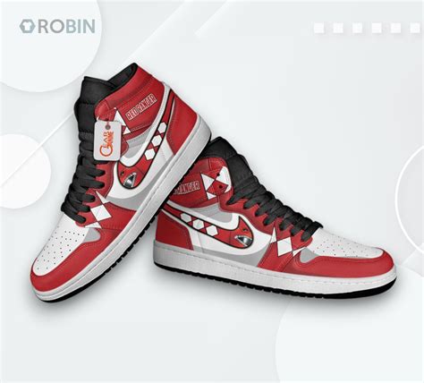 Custom Red Ranger Jordan 1 High Fan Art Sneakers Robinplacefabrics