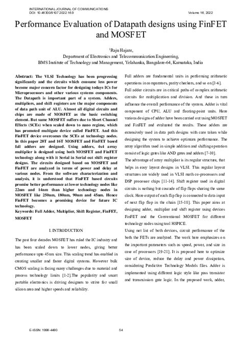 pdf performance evaluation of datapath designs using finfet and mosfet