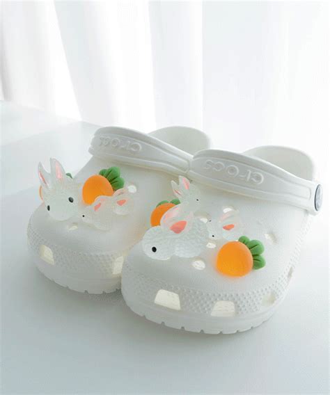 야광 토끼 당근 엄마 아기 신발 실내화 샌들 파츠 장식 세트 꾸미기 파츠 모음 선물 우정 커플 에이블리