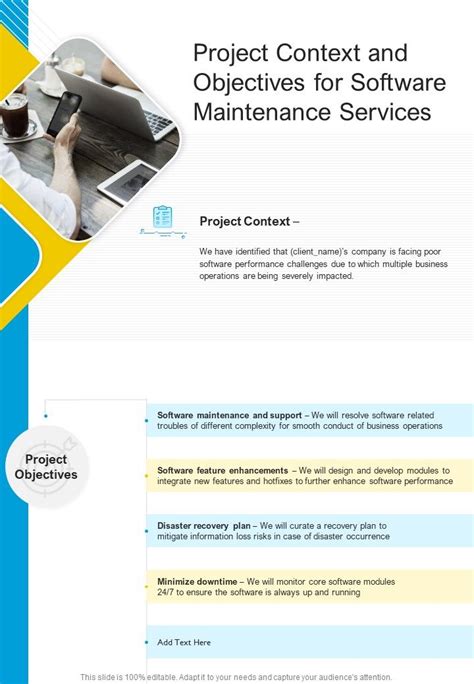Software Maintenance Project Proposal Project Context And Objectives One Pager Sample Example