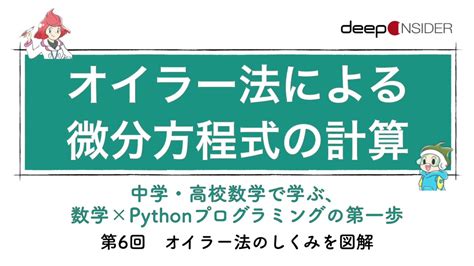オイラー法による微分方程式の計算 ― 数学×pythonプログラミング入門 関連するコンテンツをカバーオイラー 法 python