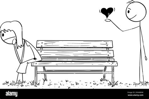 Depressive Lonely Woman Man Is Giving Her Love Vector Cartoon Stick