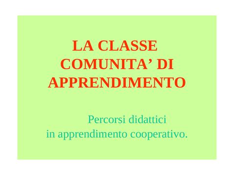 La Classe Comunità Di Apprendimento 2 Docsity