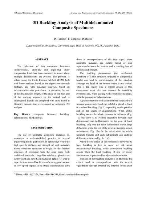 Pdf 3d Buckling Analysis Of Multidelaminated Composite Specimens