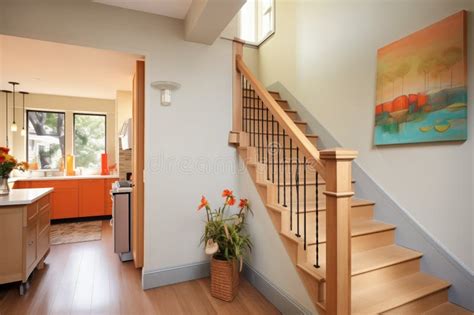Modern Staircase Within A Tudor Home Leading To Annex Stock