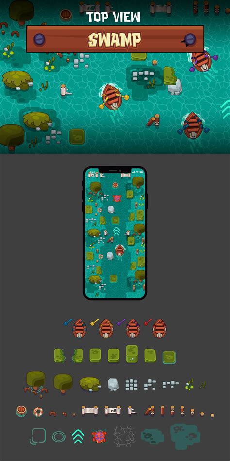 The Top View Swamp Game Asset Pack 2d Game Background
