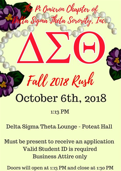Delta Sigma Theta Sorority Inc Announces Fall Rush Meeting The