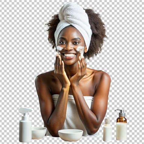 Une Femme Qui Se Fait Des Soins De Beauté Psd Premium Généré à Base Dia