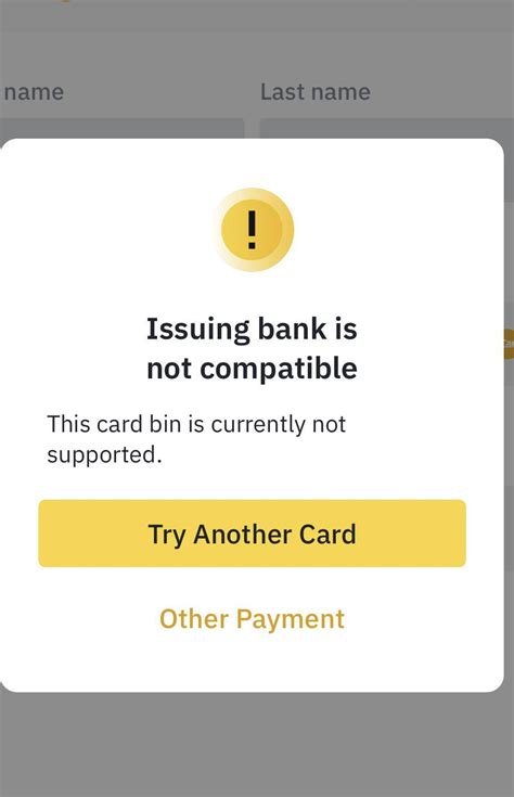 Issuing Bank Not Compatible R Binance