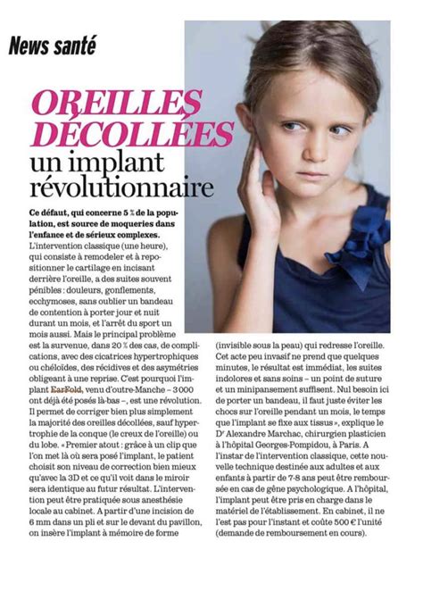Earfold Nouvelle Méthode Pour Les Oreilles Décollées Dr Marchac à Paris