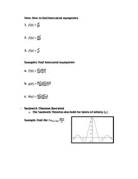 Calculus Limits Involving Infinity By The Learning Barr TpT