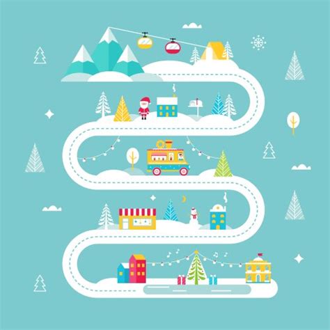 Christmas Holiday Road Map Royalty Free Vector Vectorstock