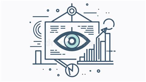 Graph Statistic Outline Icon With Eye Symbol Vector Illustration Stock