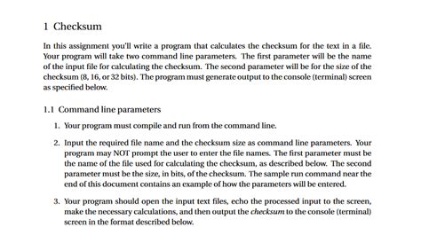 Solved 1 Checksum In This Assignment You Ll Write A Program Chegg