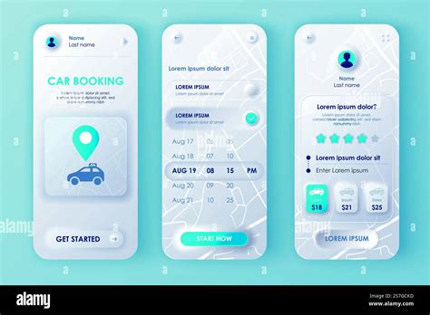 Car Booking Unique Neomorphic Design Kit For Mobile App Neomorphism
