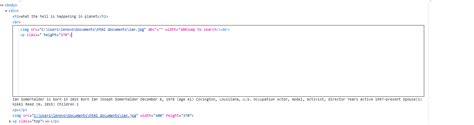 unable to edit paragraph tag which comes after image tag computer