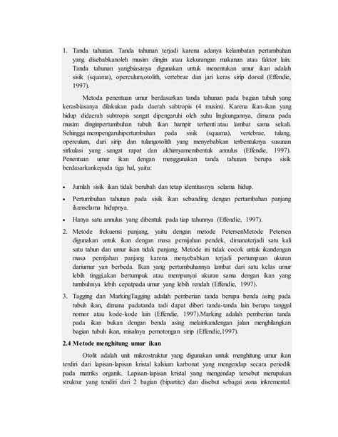 Makalah Dinamika Populasi Ikan Tentang Mengetahui Umur Dan Pertumbuhan