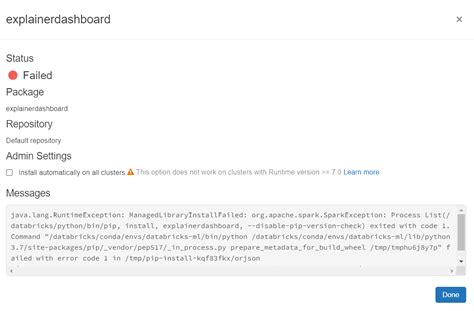 Installation On Azure Databricks Failed Issue Oegedijk Explainerdashboard GitHub