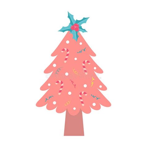 Pink Christmas Tree Cute Pastel Decorated Christmas Tree With Holly
