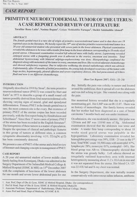 Pdf Primitive Neuroectodermal Tumor Of The Uterus A Case Report And Review Of Literature