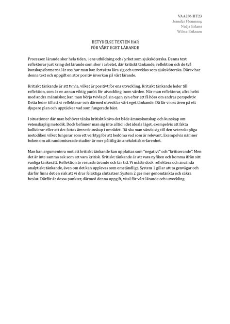 Argumenterande Text Vaa206 Ht Jennifer Flemming Nadja Eslami Wilma