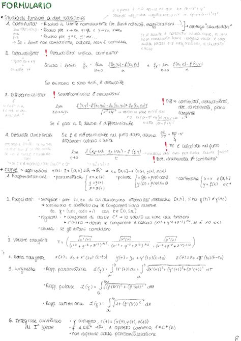 Formulario 2 Di Analisi Vettoriale Docsity