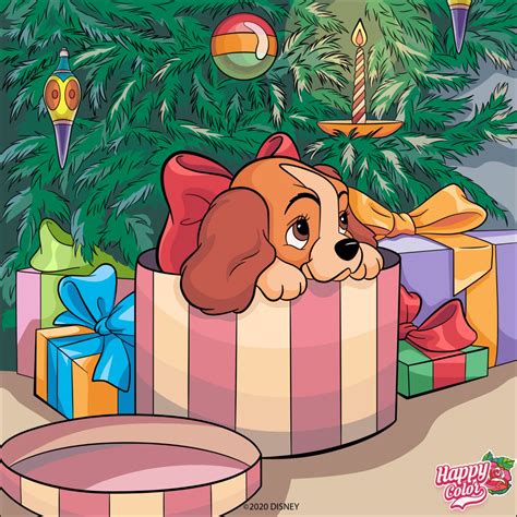 Disney Happy Color Christmas Lady And The Tramp Disney Wallpaper